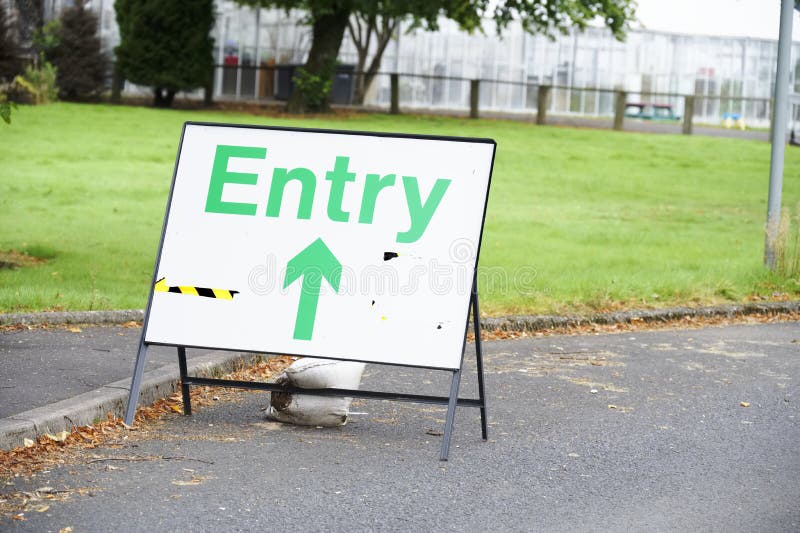 No Entry and Arrow To the Right Traffic Sign in Modern City ...