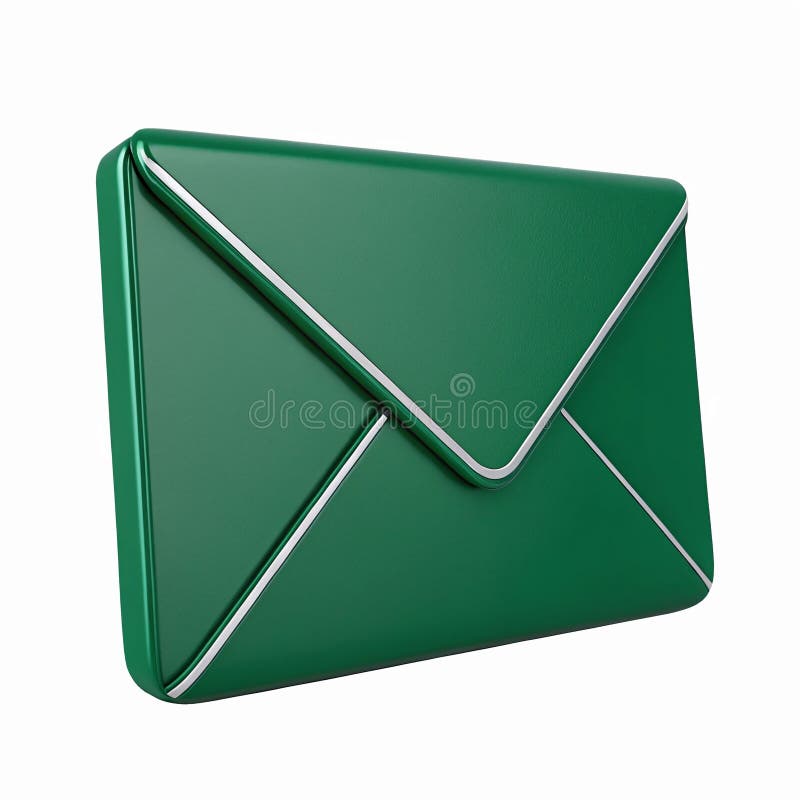 Green Envelope with 3D Design and Metallic Accents for Communication ...
