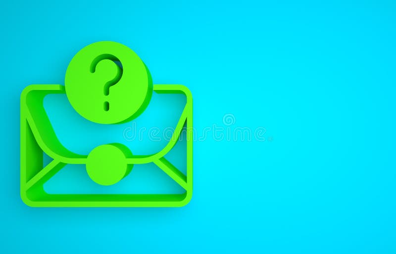 Green Envelope with Question Mark Icon Isolated on Blue Background ...