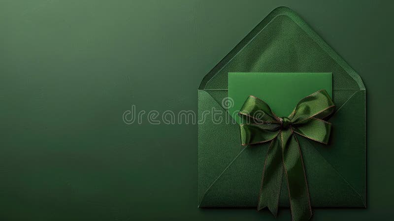 A Green Envelope with a Green Ribbon on it Stock Image - Image of year ...