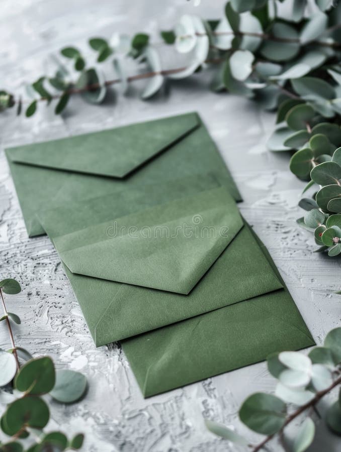 A Green Envelope Sits on a Table, Ready To Be Opened or Mailed Stock ...