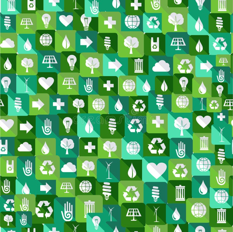 Green Environment Icons Seamless Pattern Background Stock Vector ...