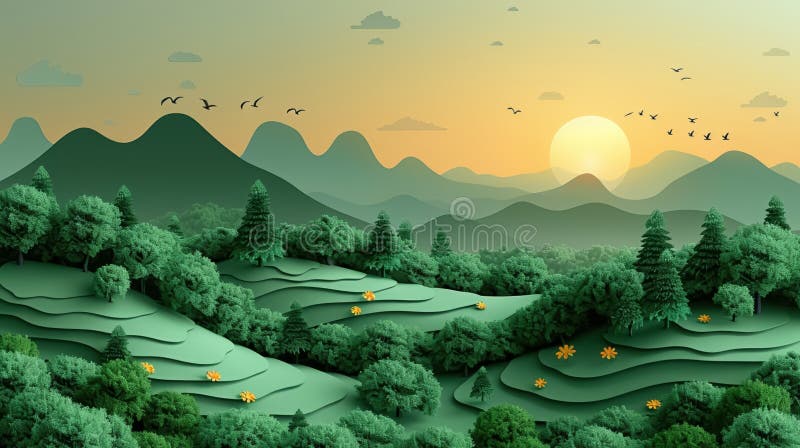 Green Environment and Trees, Eco-friendly Design Stock Illustration ...