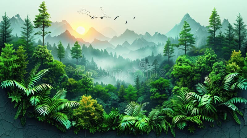 Green Environment and Trees, Eco-friendly Design Stock Illustration ...