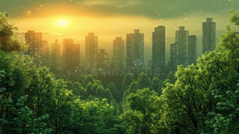 Green Environment and Trees, Eco-friendly Design Stock Illustration ...