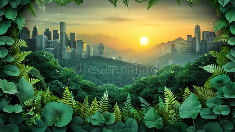 Green Environment and Trees, Eco-friendly Design Stock Illustration ...
