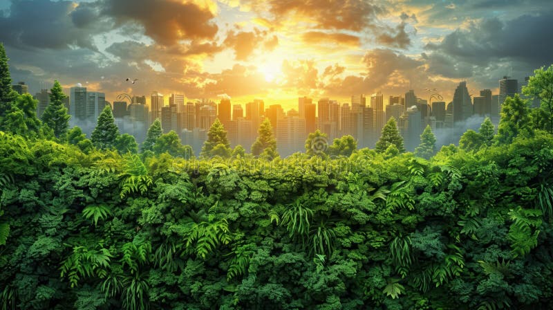 Green Environment and Trees, Eco-friendly Design Stock Illustration ...