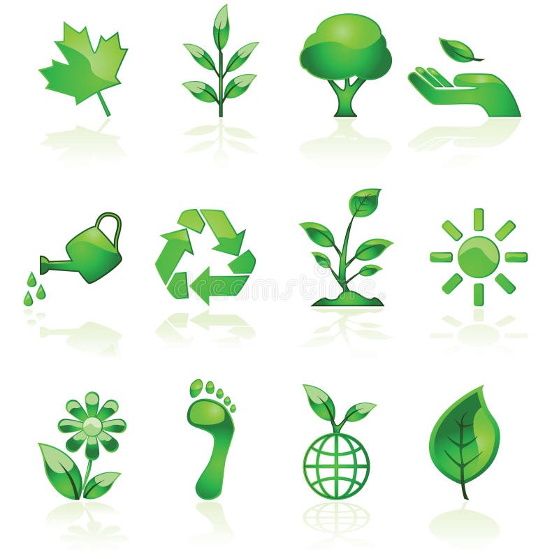 Green environmental icons stock vector. Illustration of icon - 16056959