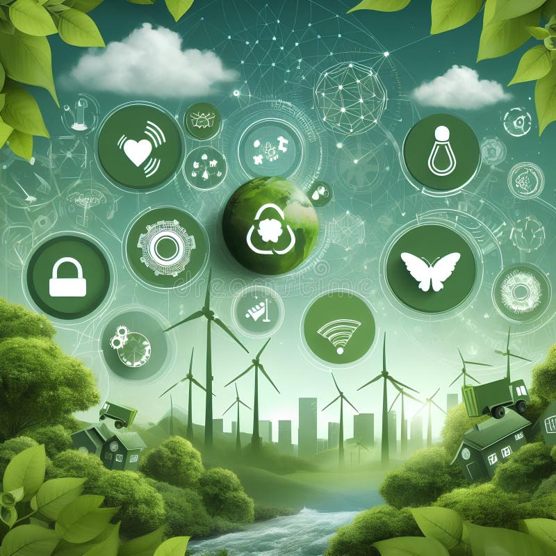 Green Environmental Sustainability Wallpaper Background Stock ...