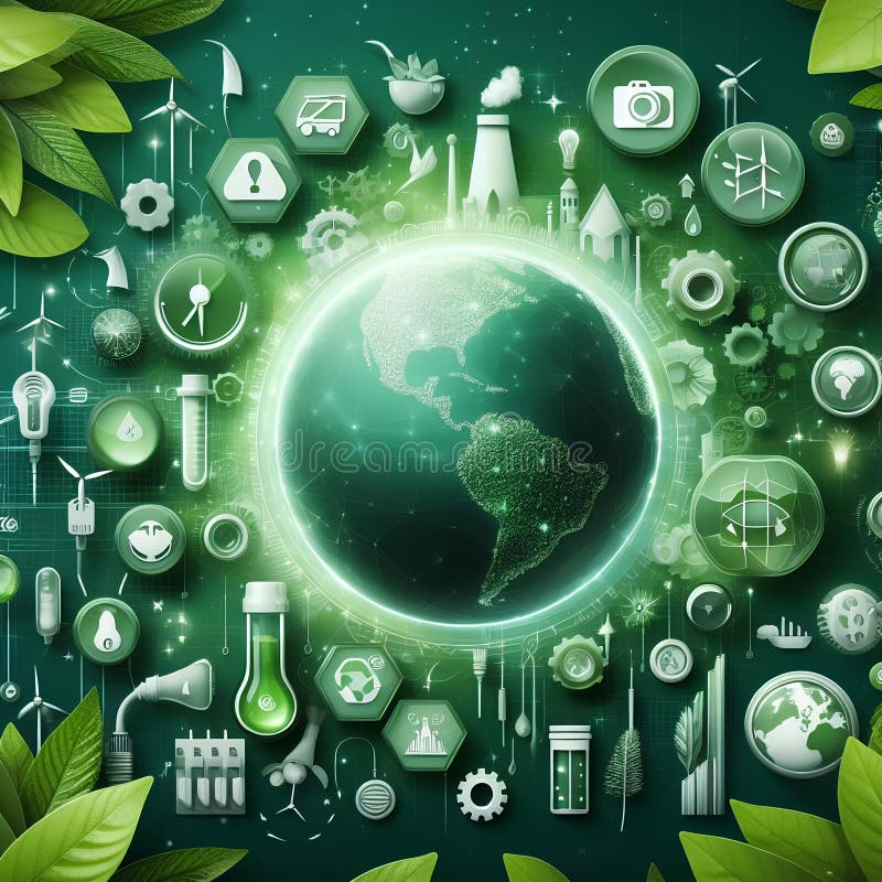 Green Environmental Sustainability Wallpaper Background. Flat Design ...