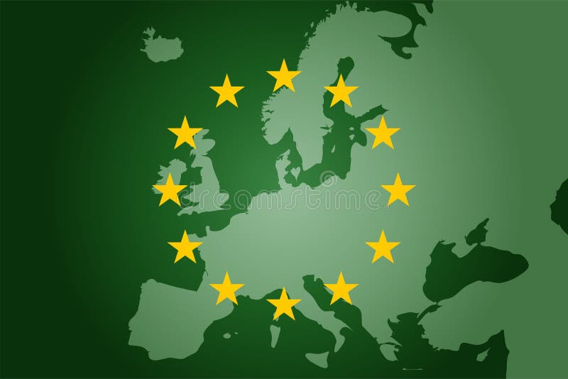 Green EU Map and Flag Background. Vector Illustration Concept Stock ...