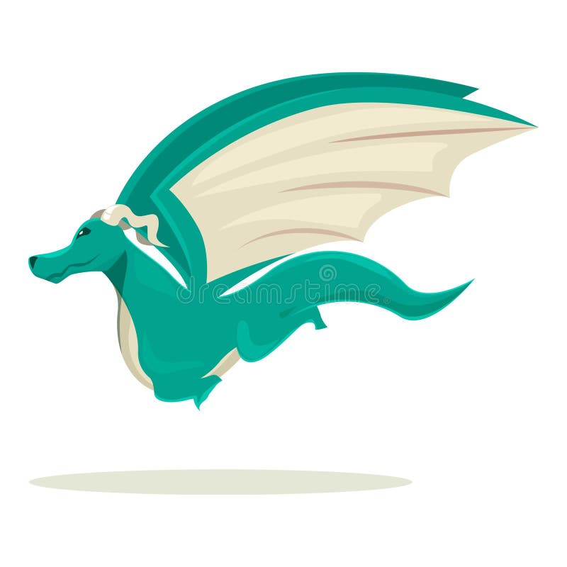 Green European Dragon Flying Spreading Its Wings Stock Vector ...