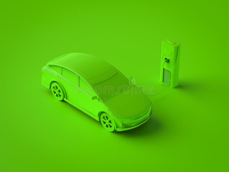 Green Ev Car or Electric Vehicle Recharging at Station Stock ...