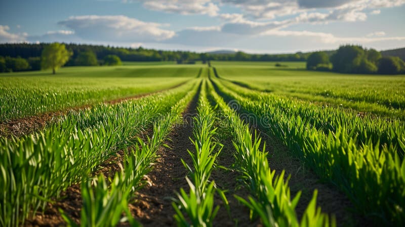 Green Even Rows of Plants in a Field Agricultural Landscape Stock Image ...