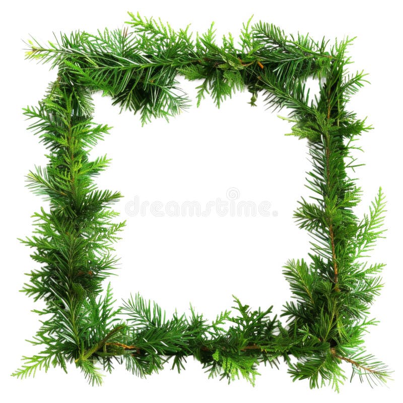 Green Evergreen Branches Forming a Square Frame Stock Illustration ...