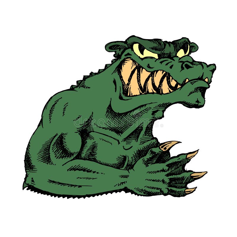 Green evil monster stock illustration. Illustration of halloween - 73125052