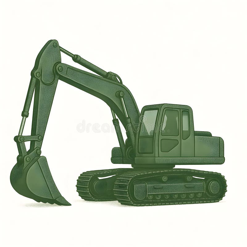 Green Excavator Ready for Digging and Construction Projects Stock ...