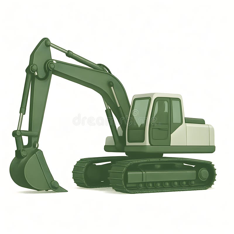 Green Excavator Staying on Continuous Tracks Ready for Construction ...