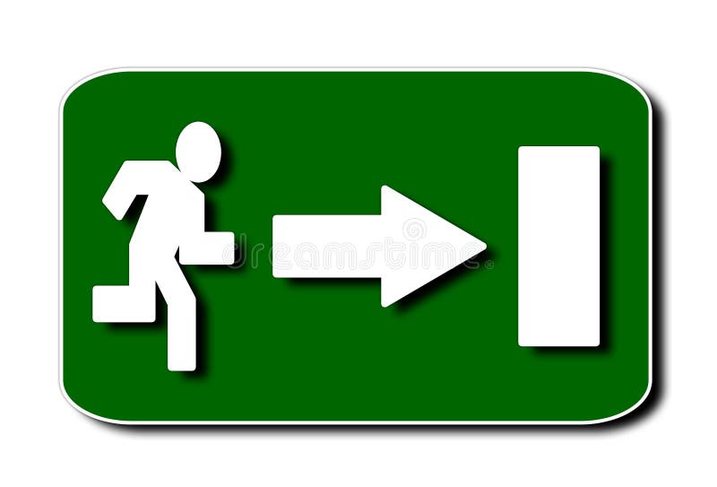 Green Exit Sign. Emergency Way. Escape Door For Evacuation. Fire Exit ...