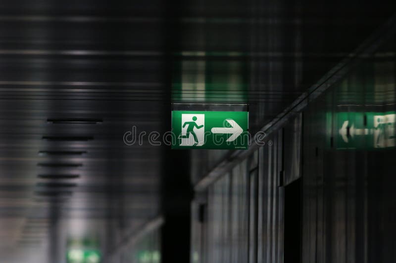 Exit Sign Close Up. Emergency Exit Stock Photo - Image of sign, white ...
