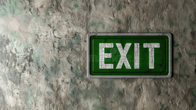 Green Exit Sign on a Wall AI Generated Stock Photo - Image of ...