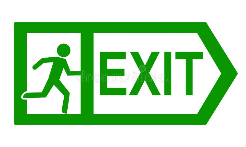 Green Exit Sign on a White Background for Emergencies Stock Vector ...