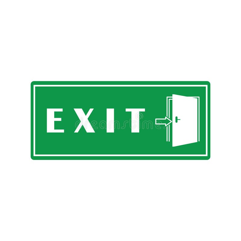 Green exit sign stock vector. Illustration of close - 376384955