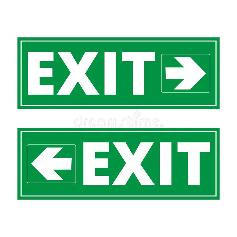 Green Exit Signs on a White Background Stock Vector - Illustration of ...