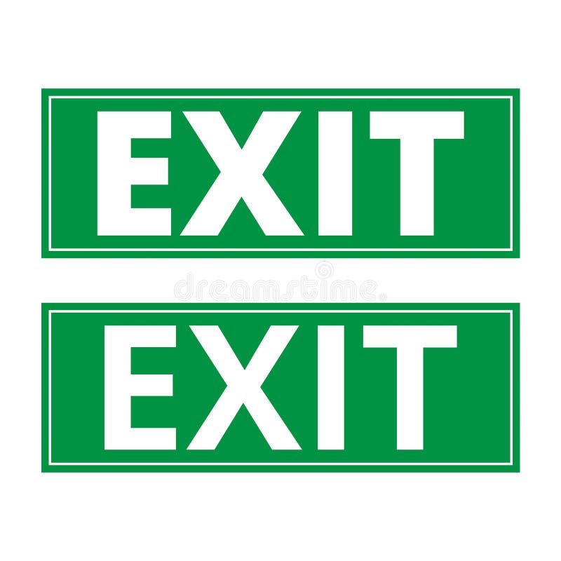 Green Exit Signs on a White Background Stock Vector - Illustration of ...