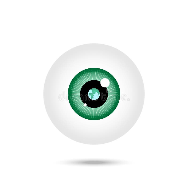 Green Eye. Earth Reflection in the Eye. Vector Icon Stock Vector ...