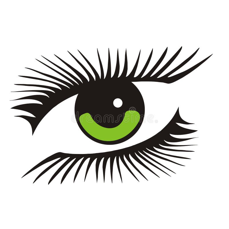 Green eye with long lashes stock illustration. Illustration of eyelash ...