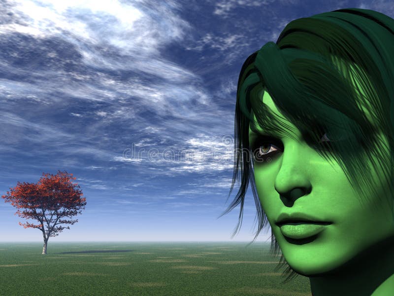 Green face stock illustration. Illustration of horizon - 3267577