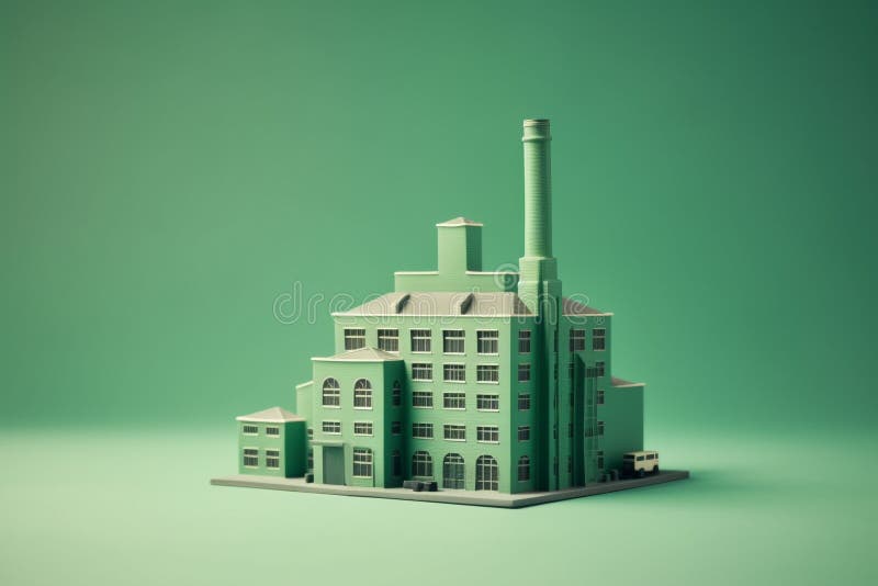 Green Factory Building. Generative AI Stock Illustration - Illustration ...