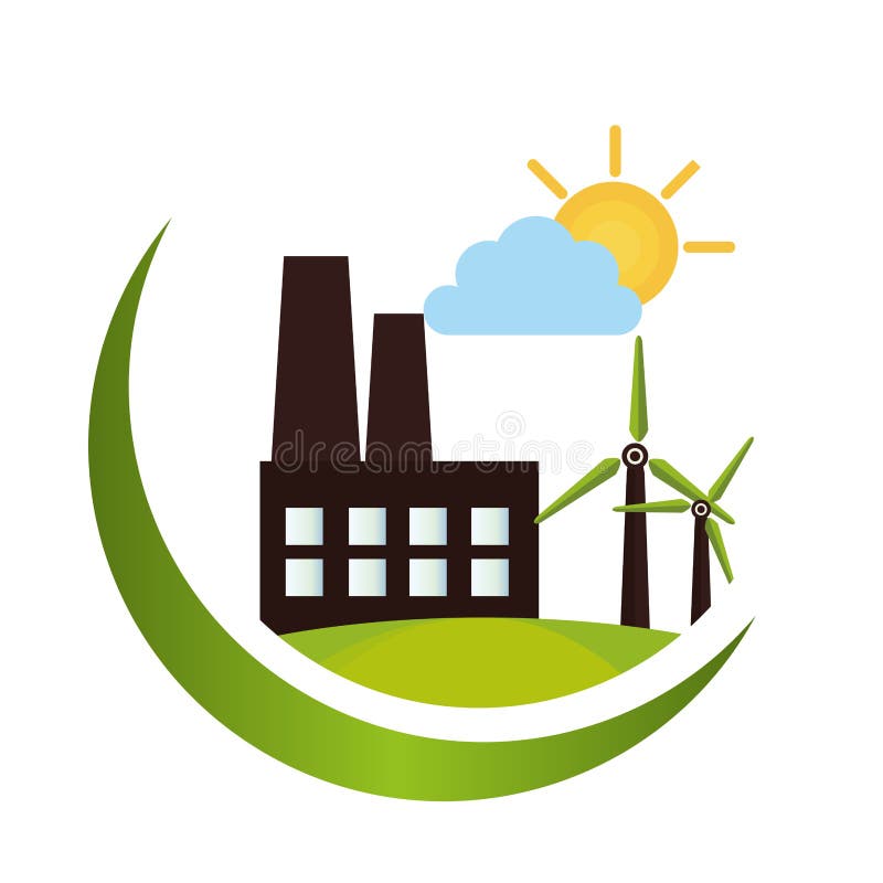 Green Factory Building Icon Stock Vector - Illustration of environment ...