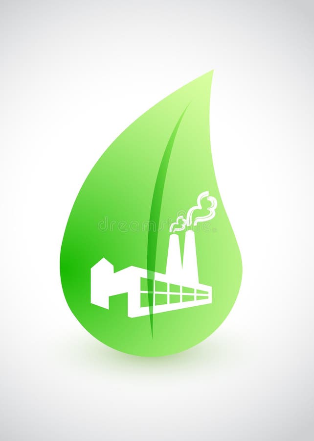 Green Factory - Environmental Conception with Leaf Stock Illustration ...