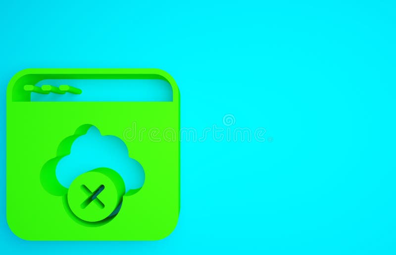 Green Failed Access Cloud Storage Icon Isolated on Blue Background ...