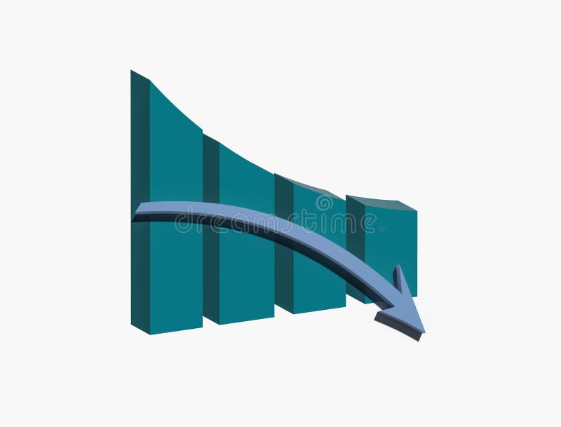 A Green Fall Graph with a Down Arrow. Stock Illustration - Illustration of counting, diminution ...