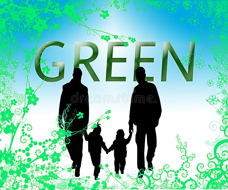Green family stock vector. Illustration of ecology, girl - 36307242