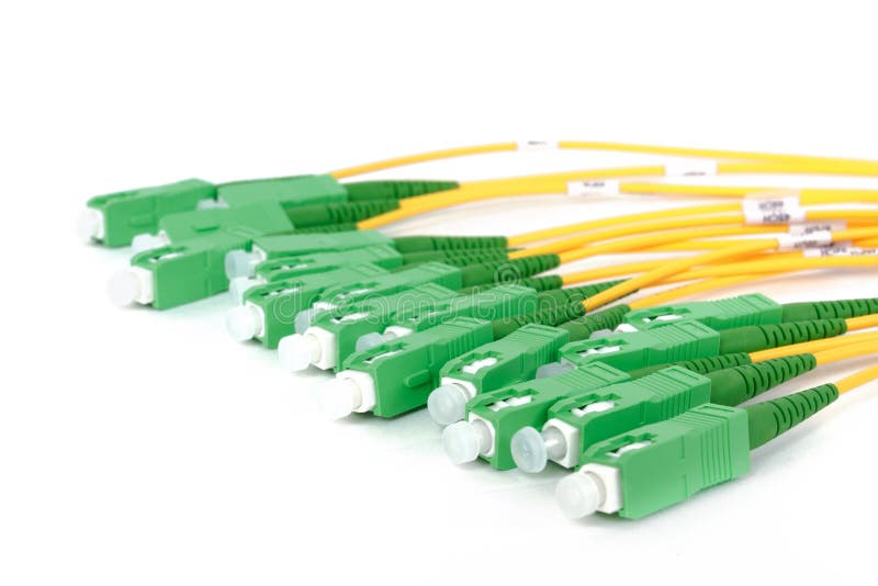 Green Fiber Optic SC Connectors Stock Image - Image of center, media ...