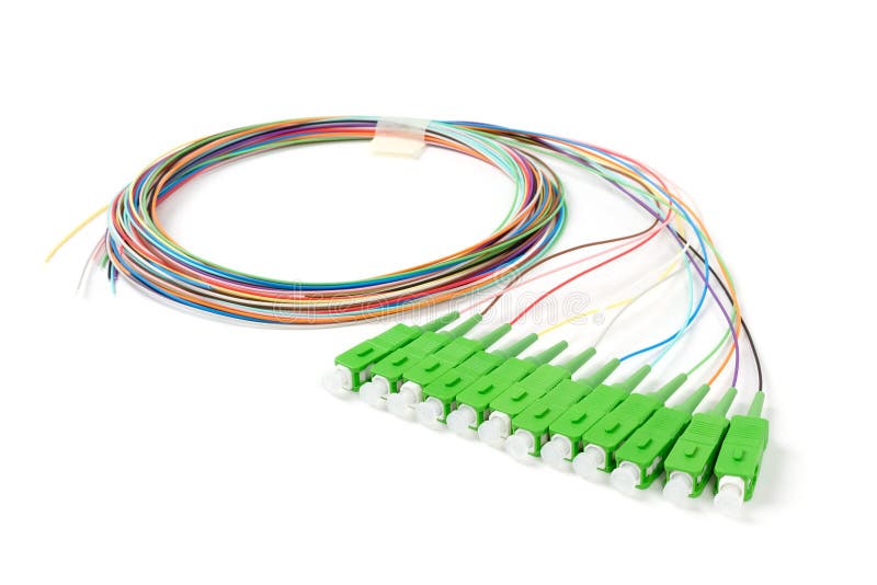 Green Fiber Optic SC Connectors Stock Image - Image of center, media ...