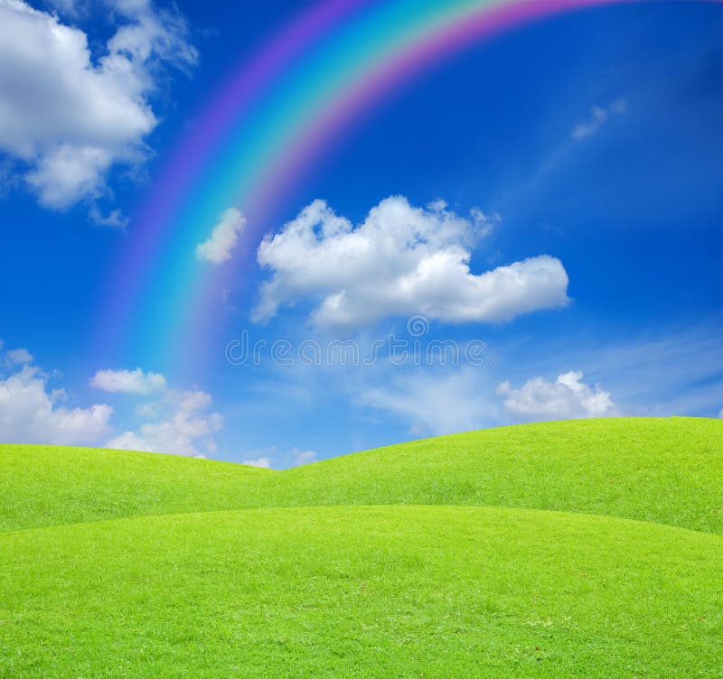 Green field with blue sky stock image. Image of landscape - 15921003