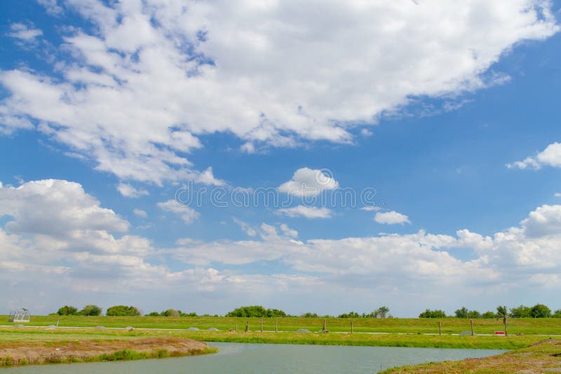 Green Field and Blue Sky Background Stock Image - Image of cloudscape ...