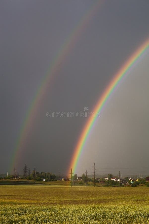 Beautiful real rainbow stock image. Image of road, phenomenon - 100281189