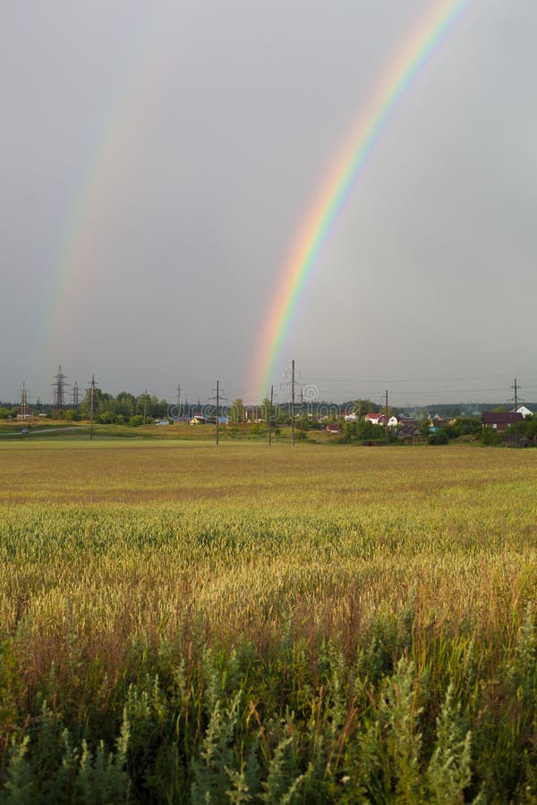 Beautiful real rainbow stock image. Image of road, phenomenon - 100281189