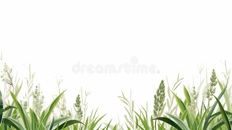 A Green Field with Grass and Plants Stock Illustration - Illustration ...