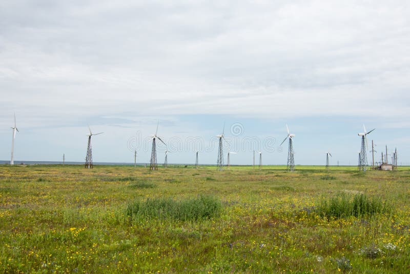 Green Field with Lots of Windmills Stock Photo - Image of efficiency ...