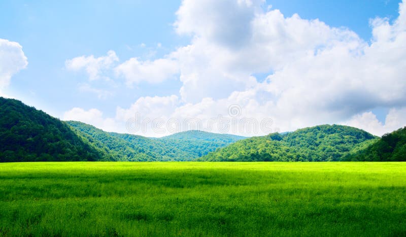 Green field and mountains stock image. Image of grow, heavens - 7313079