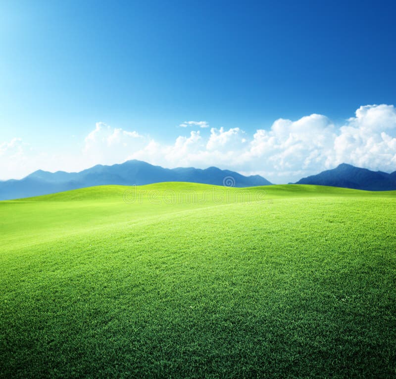 Green field and mountains stock image. Image of background - 39518185