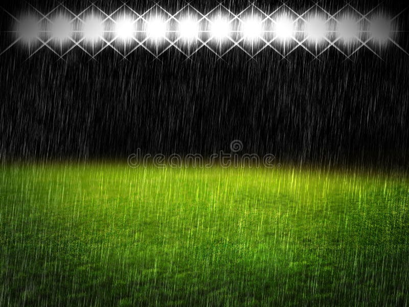 Green Field at Night with Rain Stock Illustration - Illustration of ...