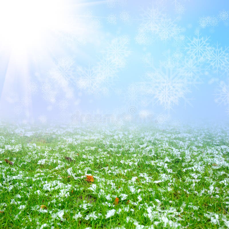 Green field with the snow stock illustration. Illustration of christmas ...